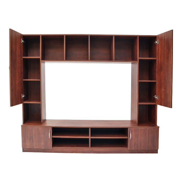 Wood TV Unit/TV Cabinet with Open and Closed Shelves